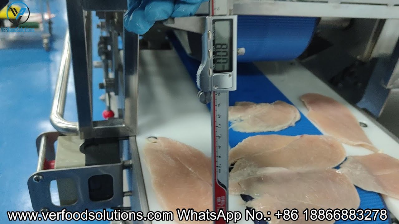 VERFOODSOLUTIONS 8mm Thickness Chicken Breast Slicers Single Lane Meat Horizontal Slicer Machine ...