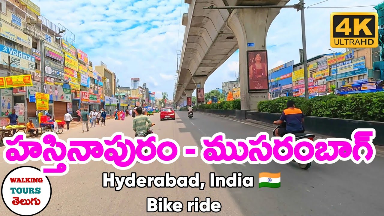 Hyderabad Hastinapuram to Moosarambagh Bike Ride 4K | Street Views ...