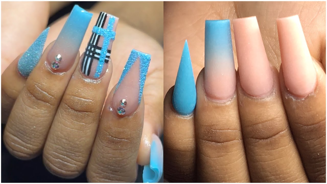 BLUE FREESTYLE NAILS 💙 FULL PREP PROCESS | BEGINNING TO END | ACRYLIC ...