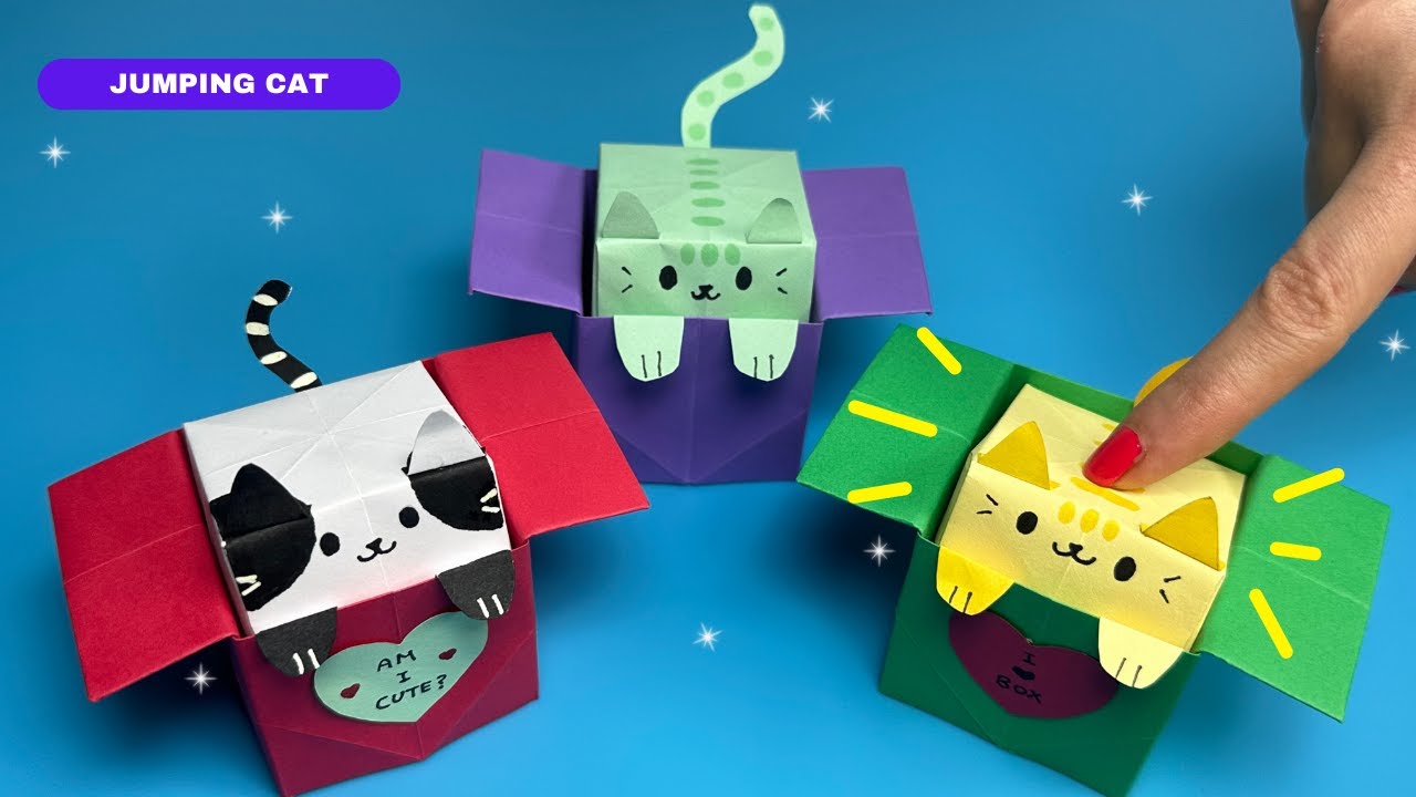 Playful Jumping Cat in Box | How to Make Interactive Fidget Toy | Easy ...