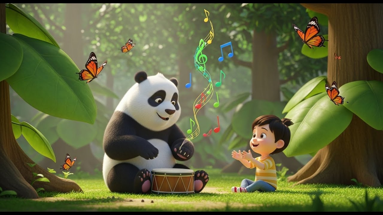 El panda que tocaba el tambor | Canción Infantil y Rima para Niños ...