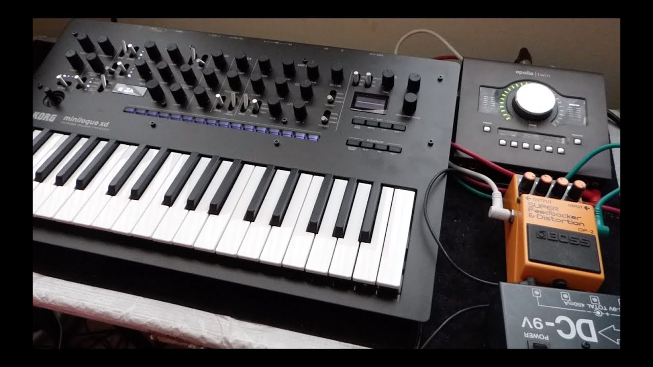 Korg Minilogue XD & Boss DF2 Super Feedbacker & Distortion - YouTube