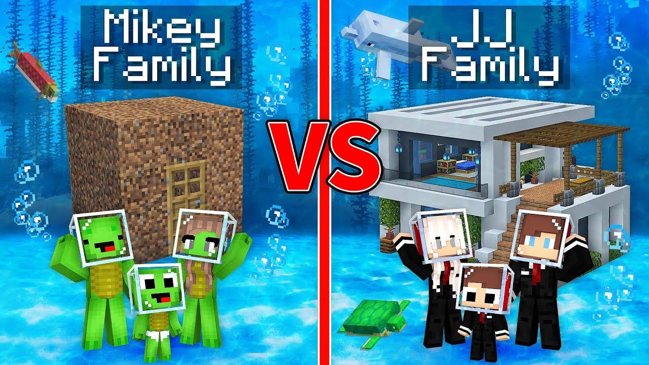 Mikey vs JJ UNDERWATER FAMILY Survival Battle in Minecraft (Maizen) - YouTube