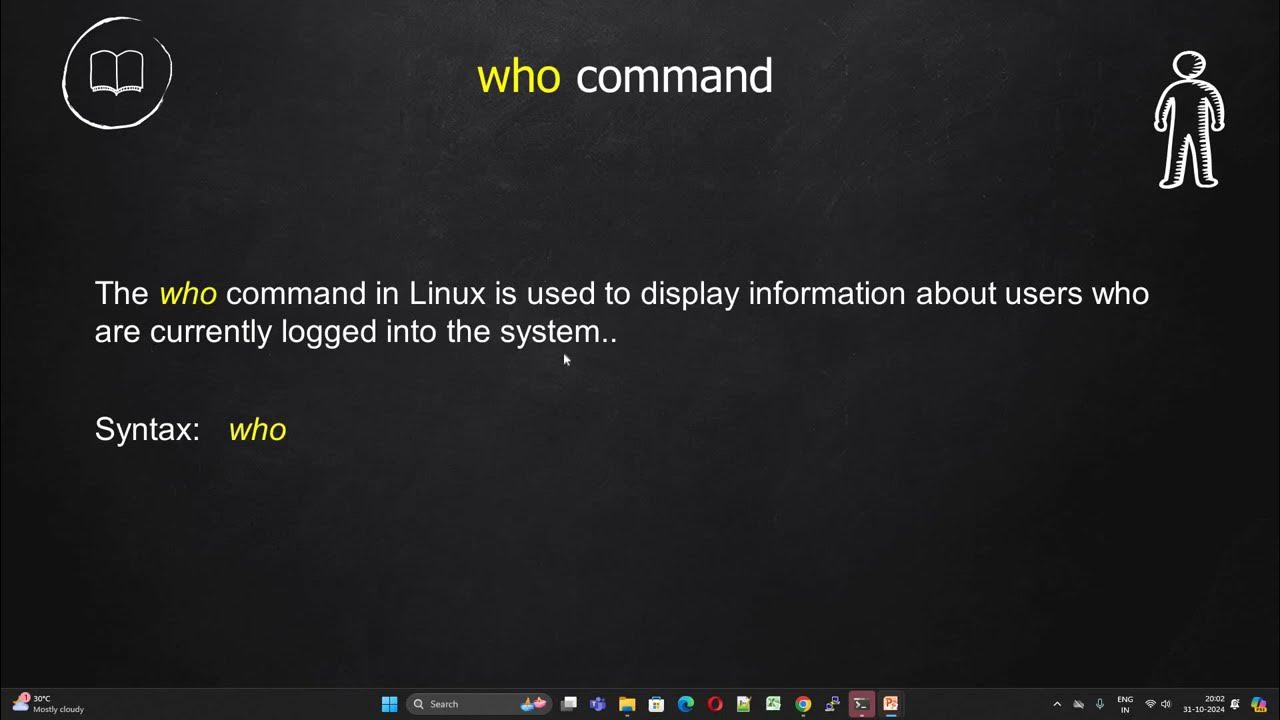 "who" Linux Commands Part-04 #linux #networking #linuxadministration #firewall #education - YouTube