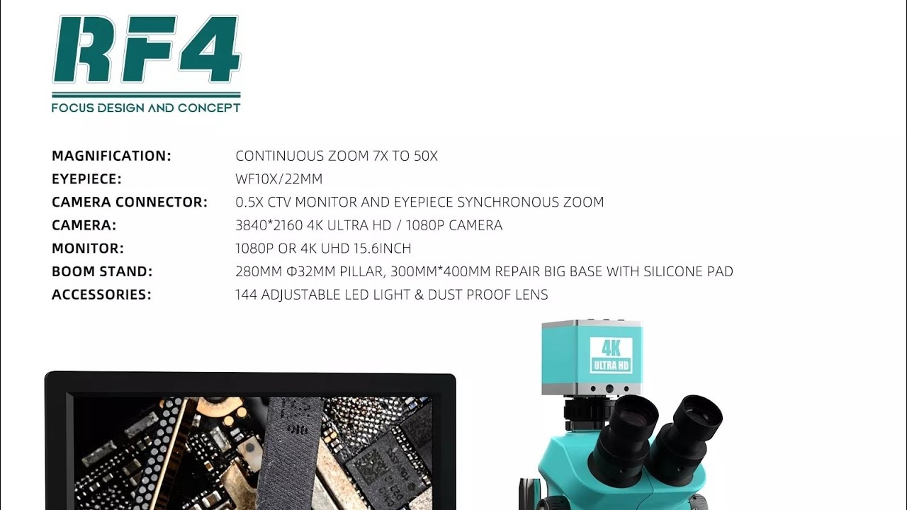 RF4 MICROSCOPE Full Review || RF4 RF7050-TVPTRINOCULAR STEREO ...