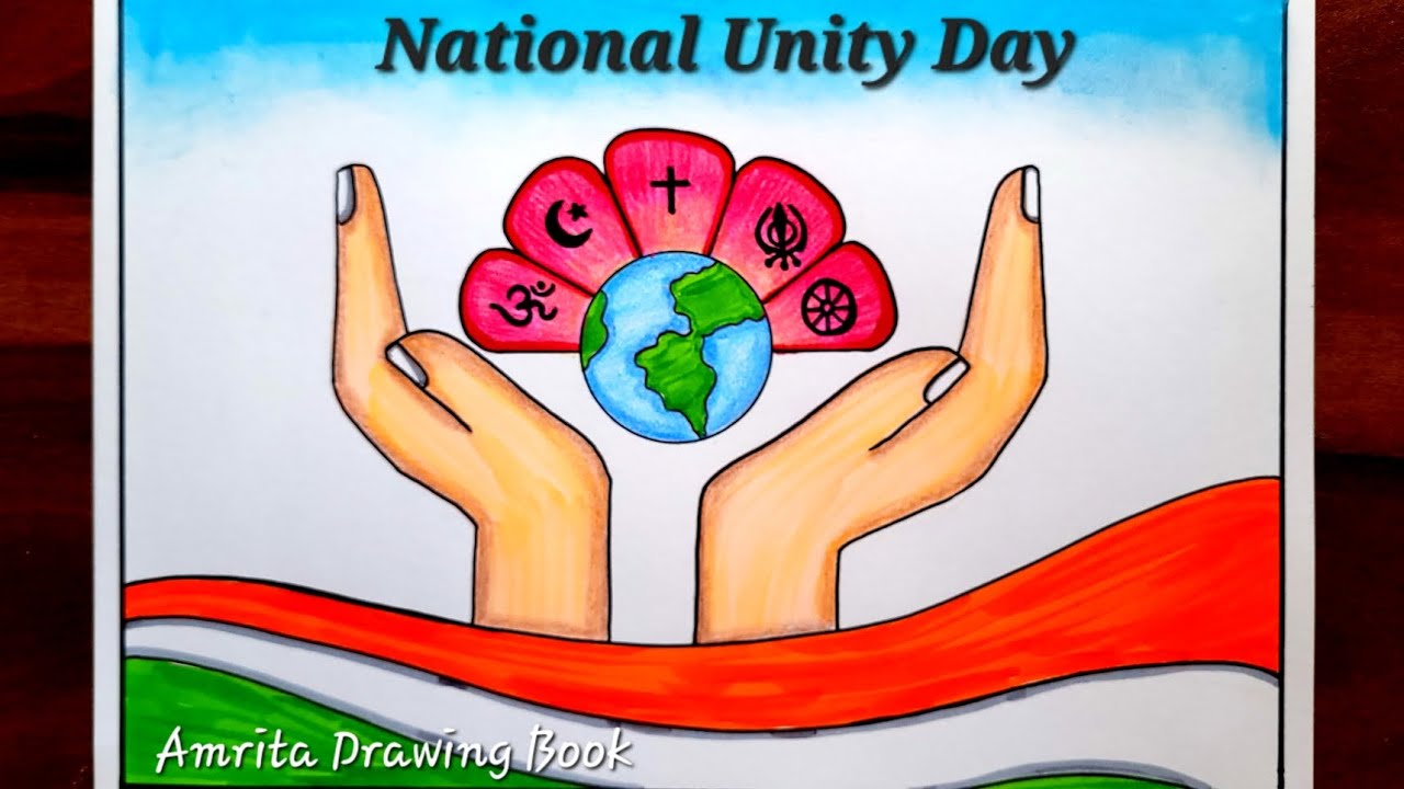 National Unity Day Poster Drawing | Rashtriya Ekta Diwas Drawing | National Integration Day ...