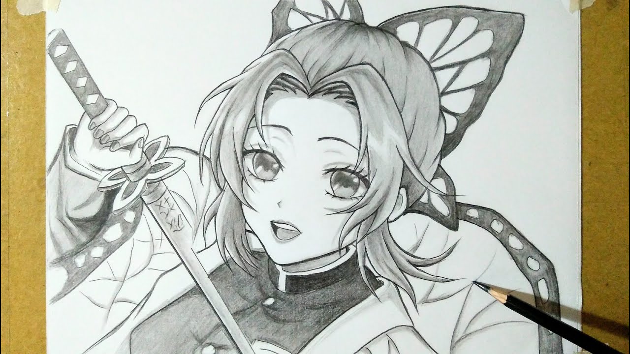 Drawing 'Shinobu Kocho' [Kimetsu no Yaiba] - Anime Girl Pencil Drawing ...