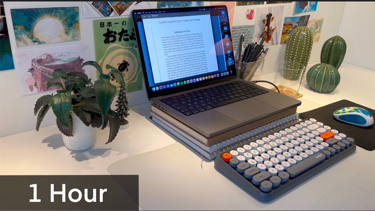 1 Hour Study With Me ( Pomodoro 30/5 ) Background noise, Typing sound ...