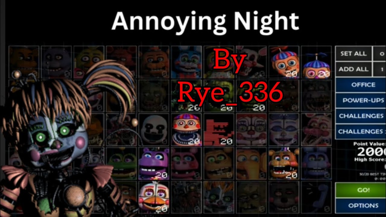 FNAF Ultimate Custom Night Fan Challenges Annoying Night by ...
