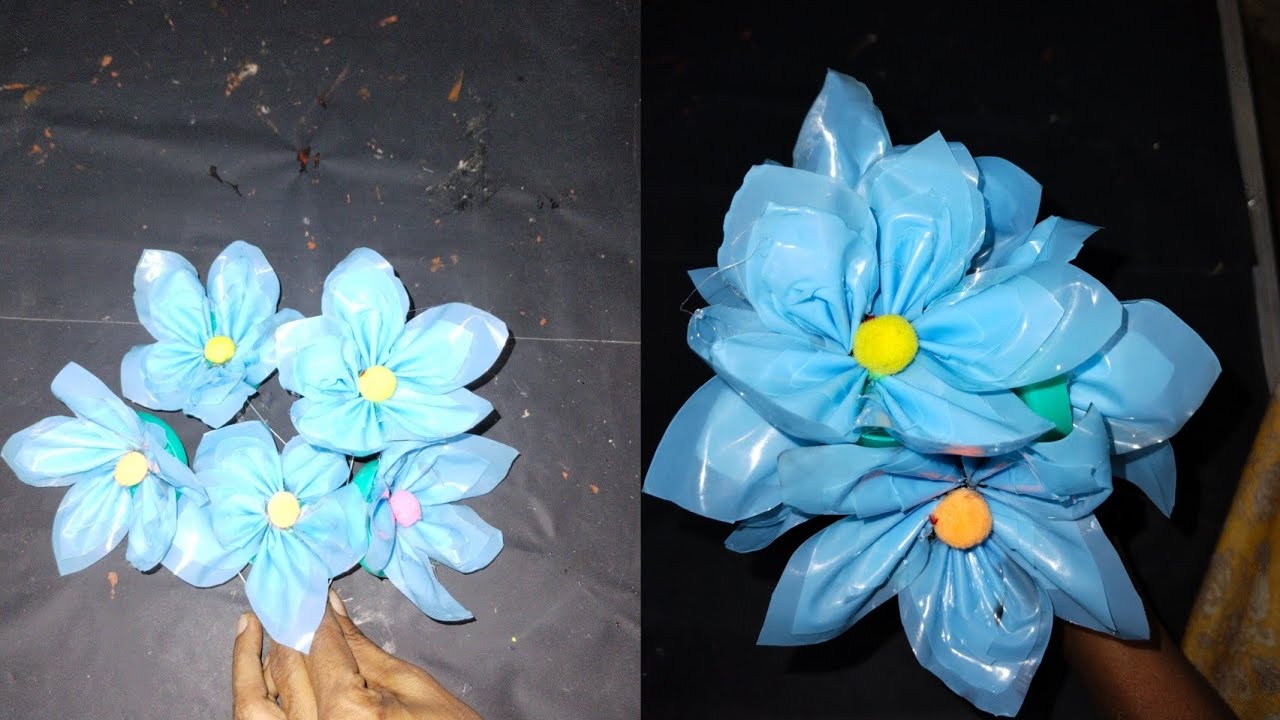 flowers making with plastic caps covers /out of waste plastic cover ...