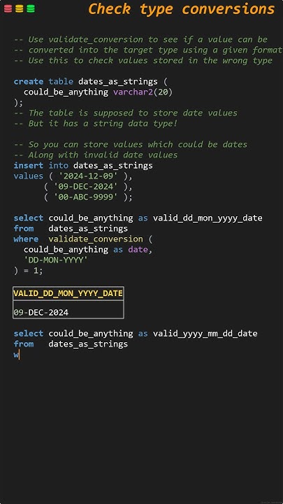 Check data type conversions #sqltips #oraclesql - YouTube