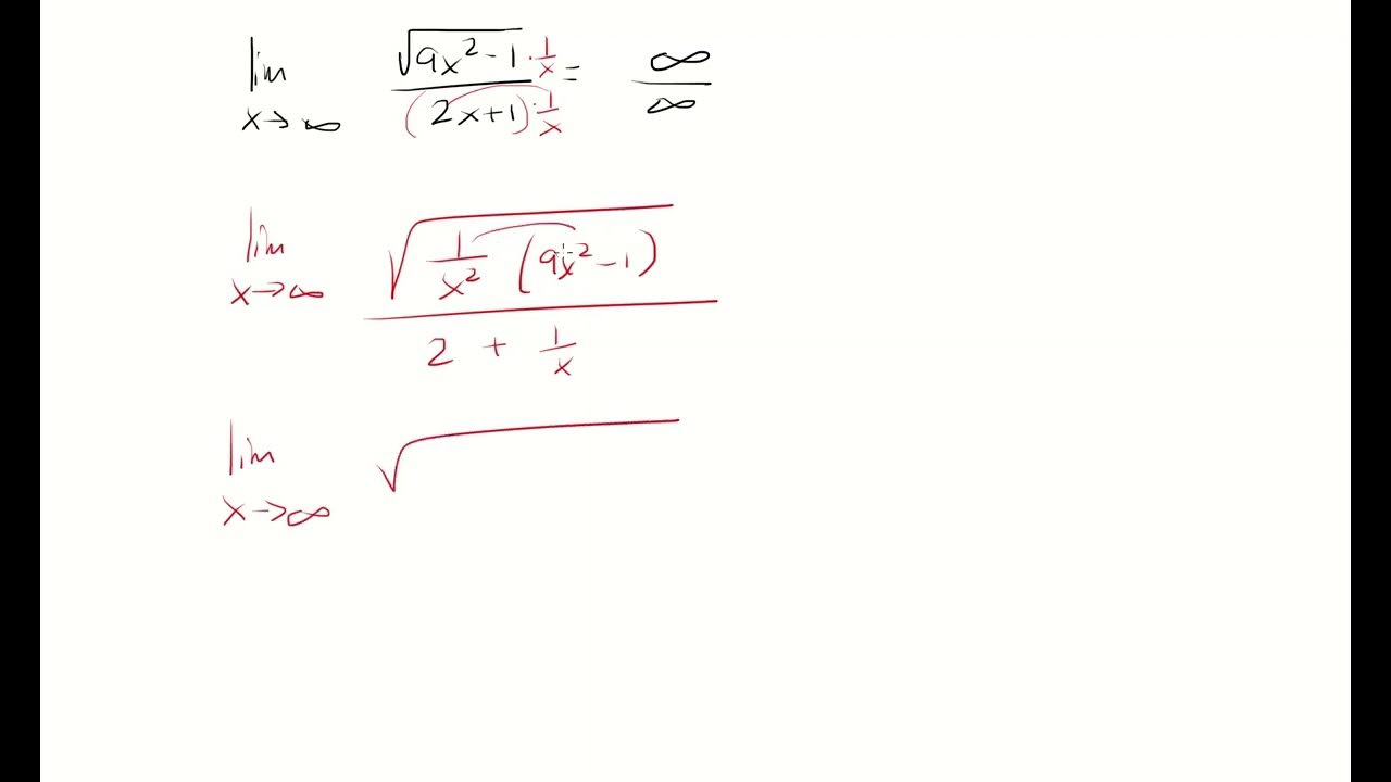 limit as x approaches infinity of sqrt(9x^2-1)/(2x+1) - YouTube