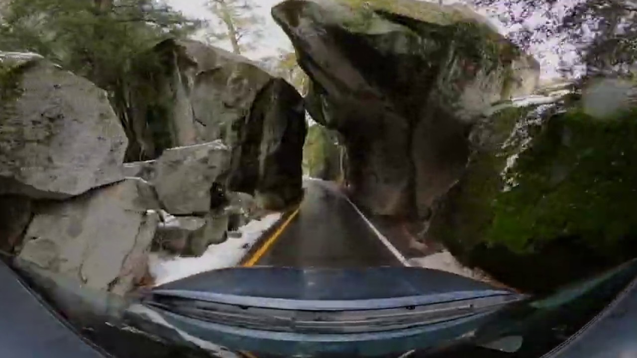Driving into Yosemite Valley during winter (360 VR) - YouTube