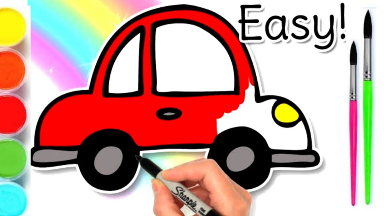 EASY CAR Shapes drawing,Colors for kids|Toddler Learning videos,2d ...