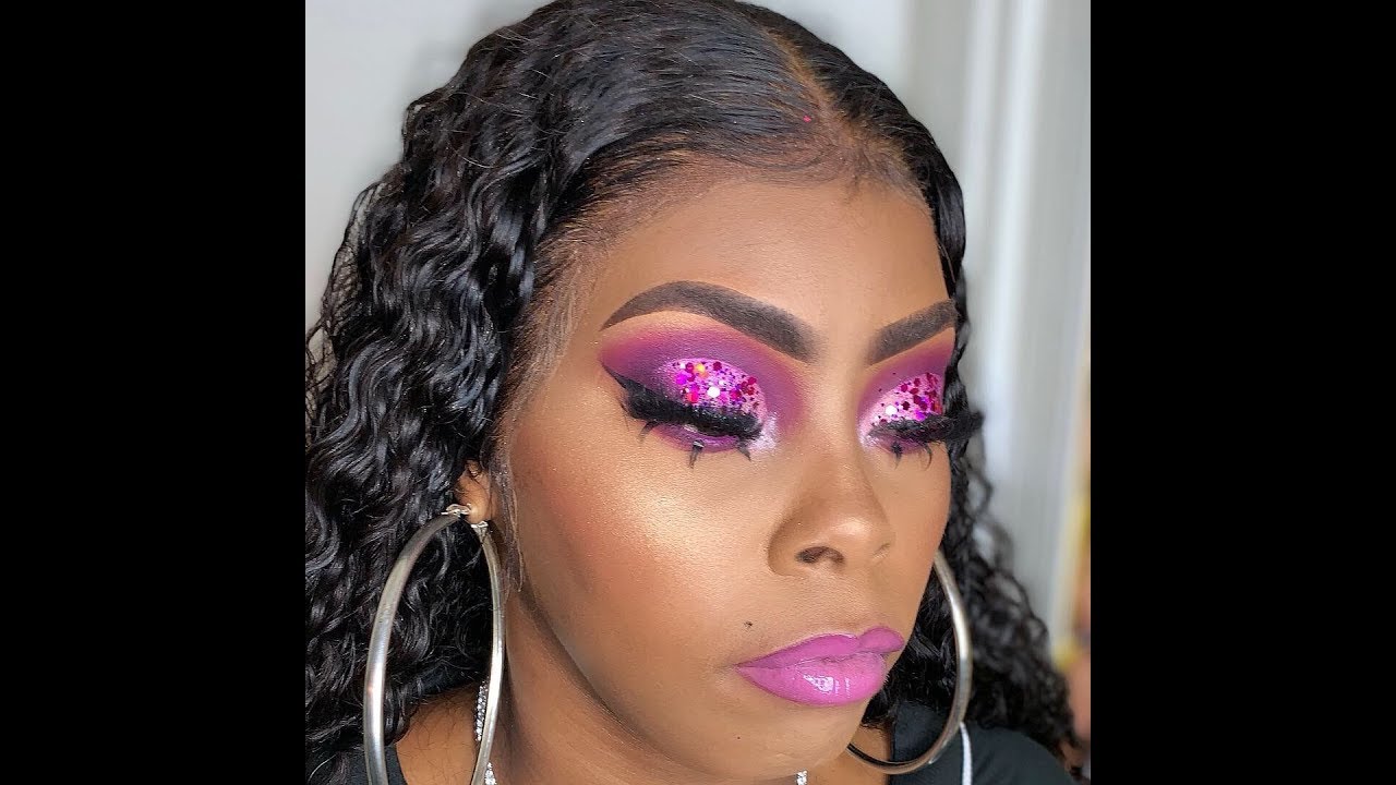 Chunky Glitter Cut Crease Eye Make Up Tutorial - YouTube