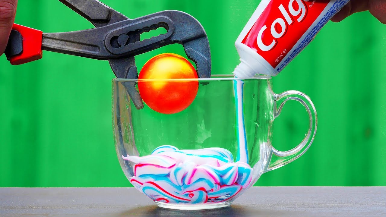 GLOWING 1000 DEGREE Metal Ball VS COLGATE | 10 Amazing Experiments - YouTube
