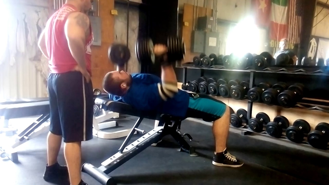 120x10 15 degree incline dumbbell bench press set 3/3 - YouTube