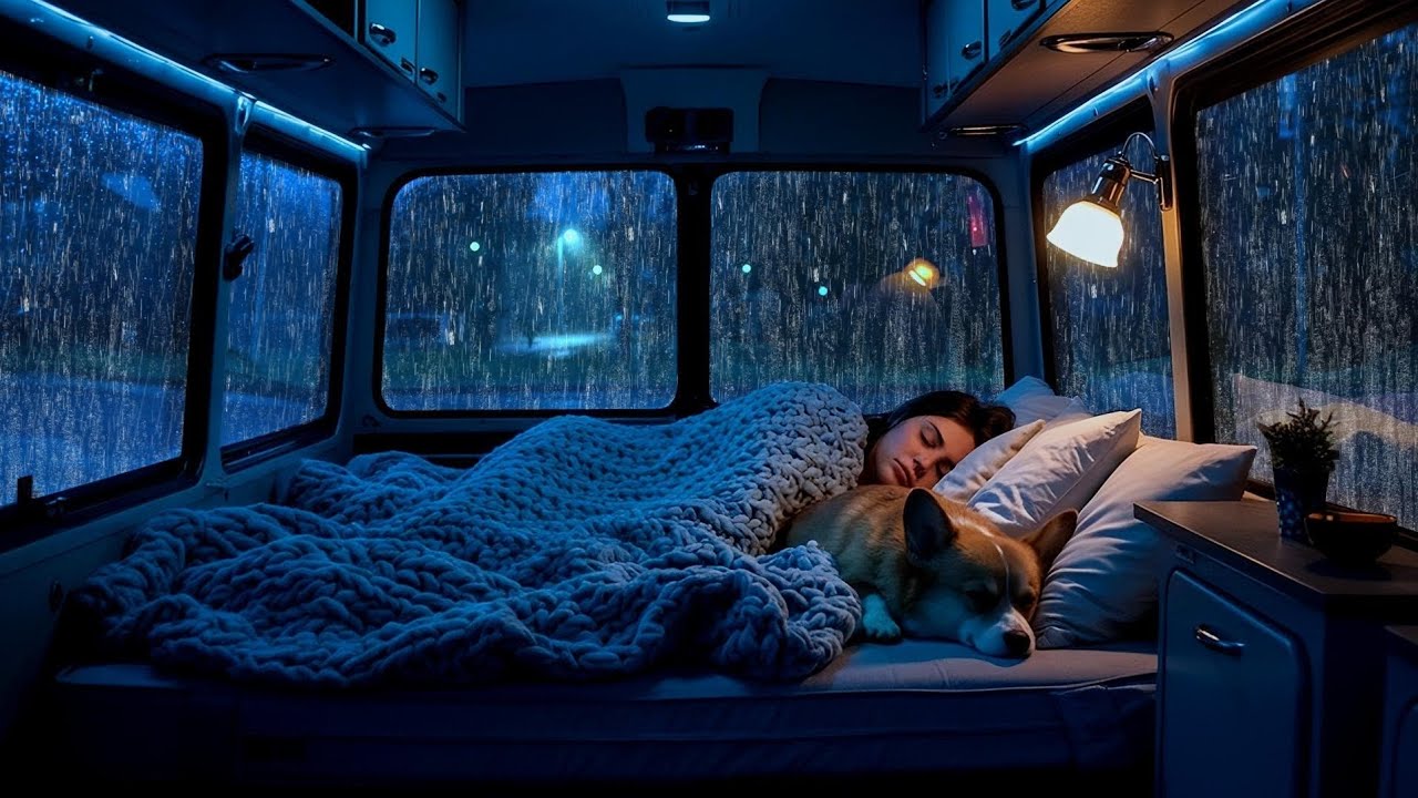 Rain Sounds for Sleeping 🌙 Soft Rain & Distant Thunder on Car for ...