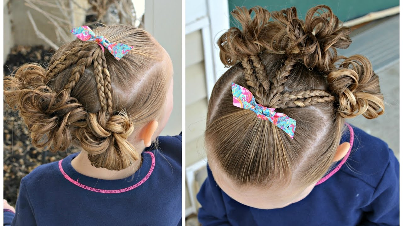 Easy Messy Buns and Fanned Braids - YouTube