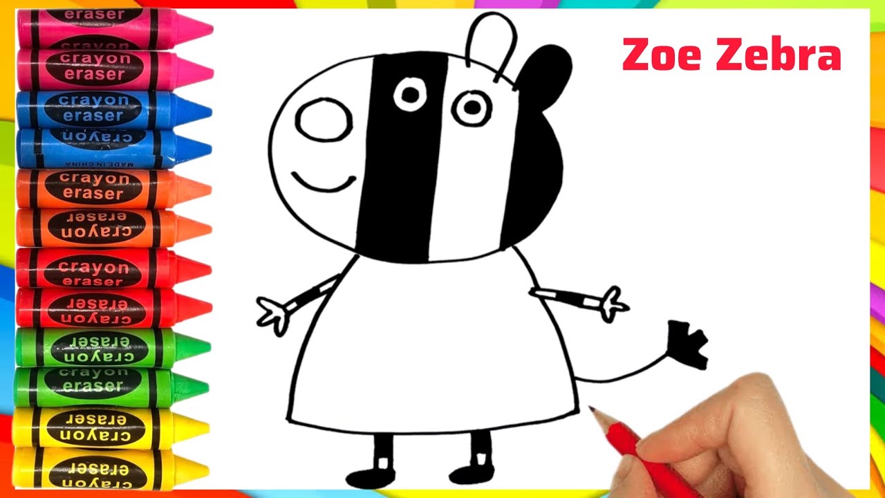How to draw Zoe Zebra from peppa pig || Drawing for kids - YouTube