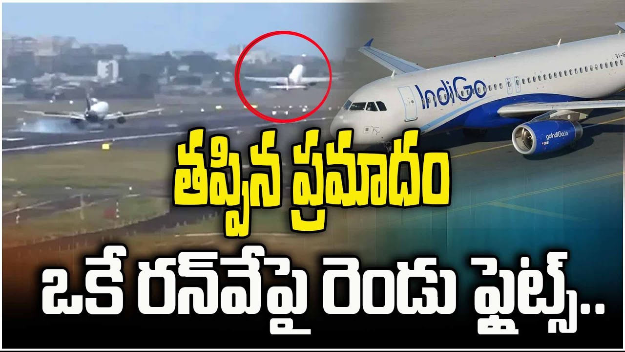 IndiGo Landing-AI Flight Takeoff at Same Time at Mumbai airport runway ...