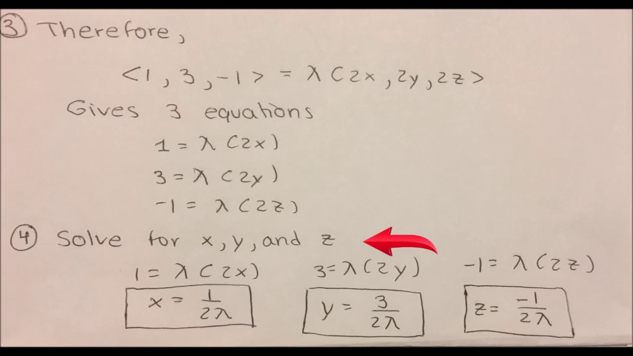 Lagrange Multiplier 3 variable problem - YouTube