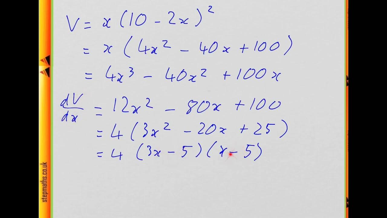 CSAT Sample Paper 1 - Q01 - Maximum volume of a box - Worked Solution - YouTube