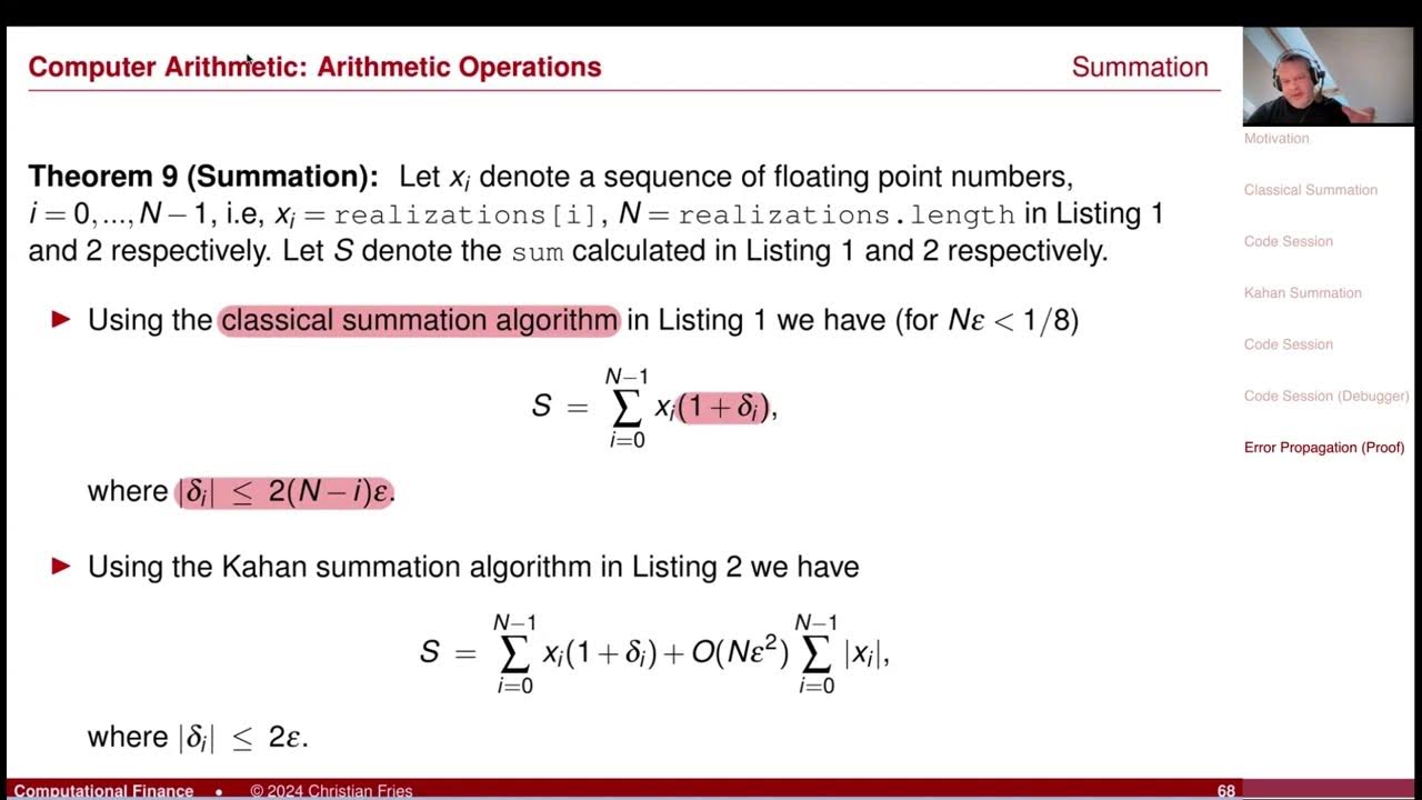 Lecture 2024-1 Session 05: Numerical Methods: Computer Arithmetics (5/5): Summation - YouTube