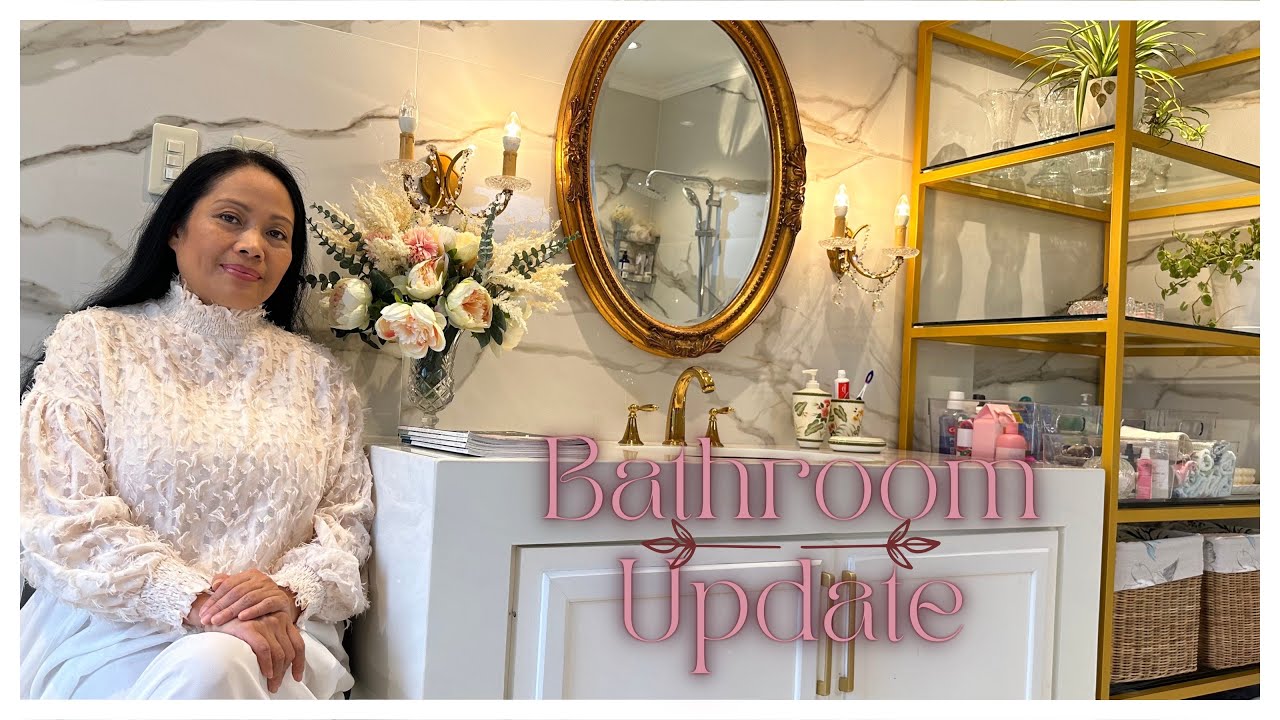 New Bathroom Projects &Tour: Customized Glam Shelf, DIY Lined Rattan ...