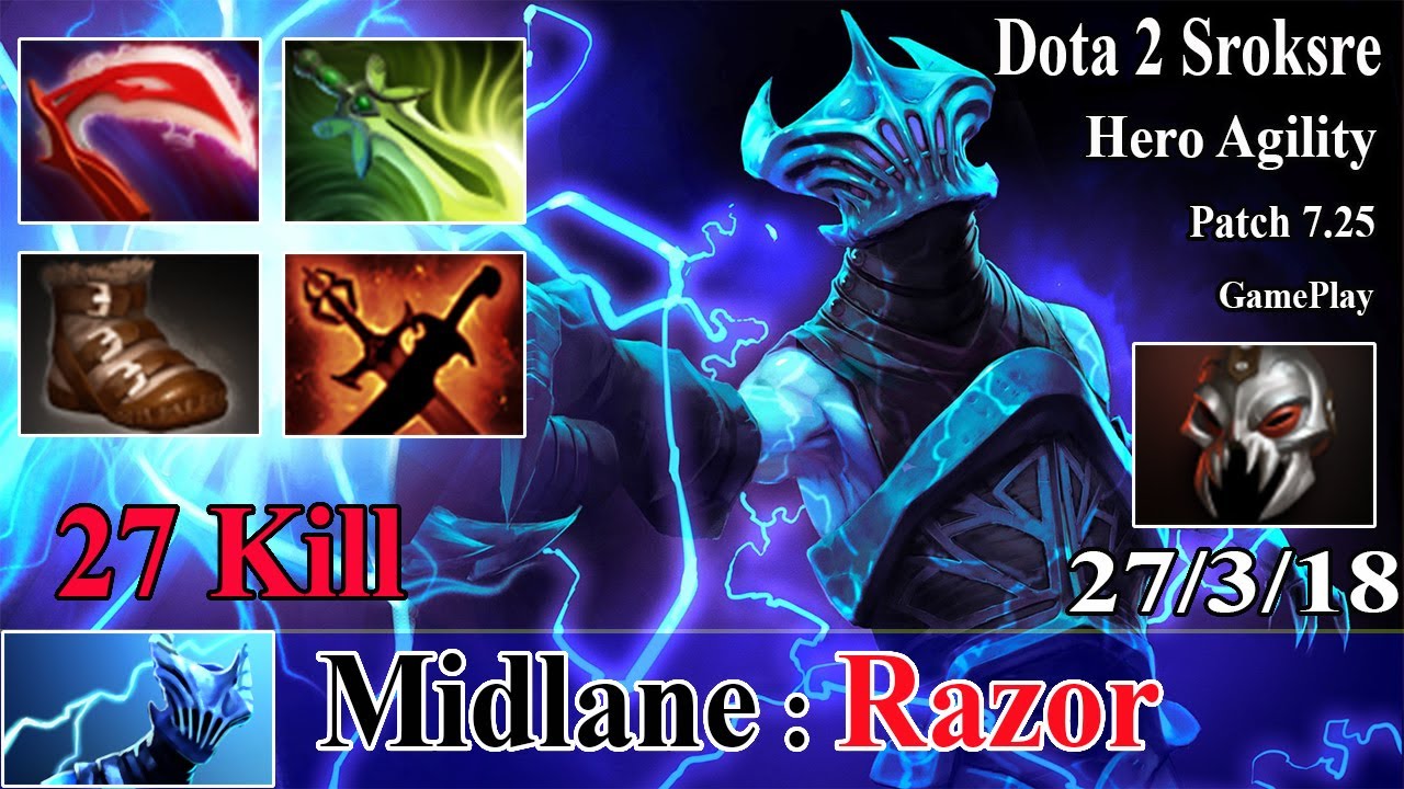 Godlike [Razor] Midlane 27 Kill - Super Tanky Armor Build Hard Game 7. ...
