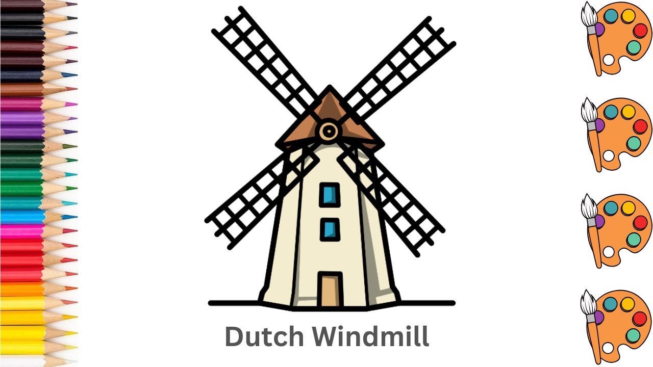 Dutch Windmill - Sketch Art and Paint | Step by step tutorial | Pencil ...