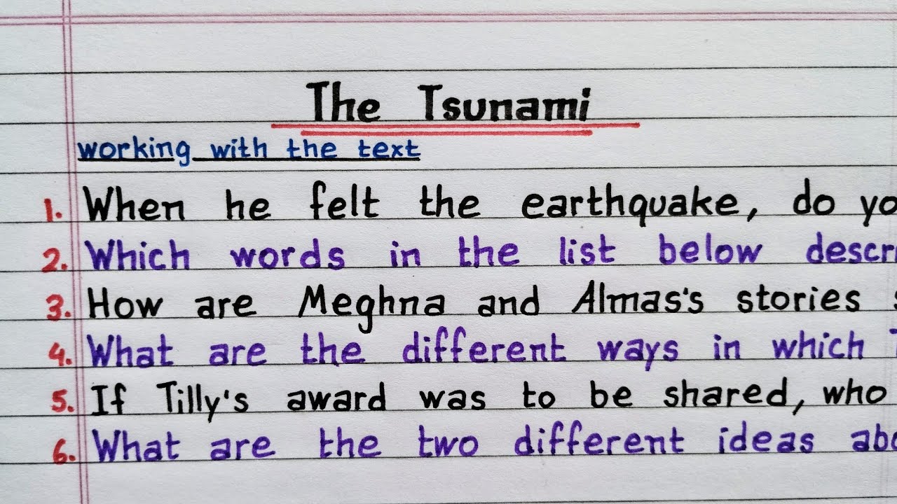 The Tsunami | Working with the text | Class 8 English | NCERT | Chapter ...