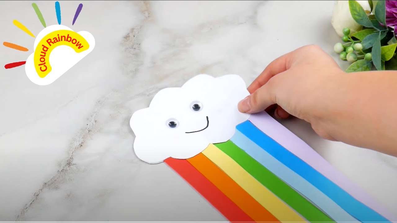 How To Make Cute Rainbow Paper Craft | Colorful Rainbow Cloud for kids ...