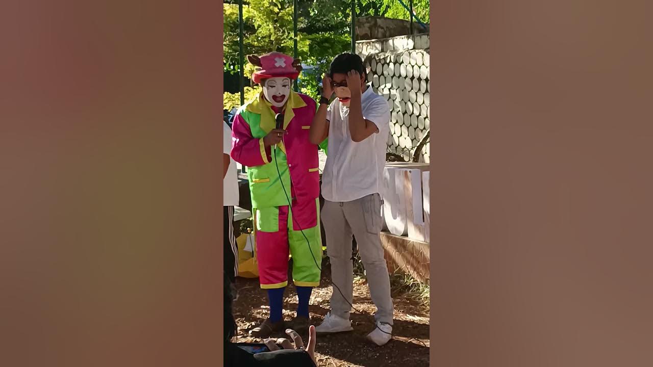 funny clown human puppeteer, ventriloquist performance - juliana's birthday - YouTube
