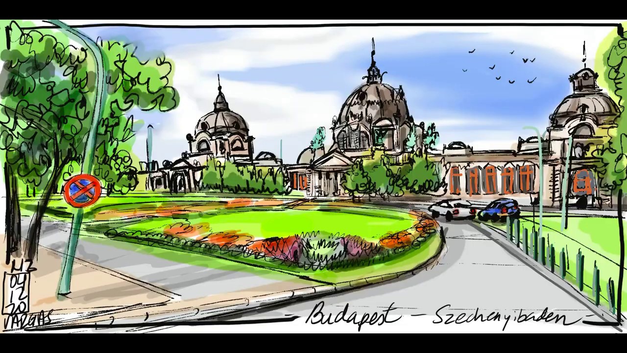 iPad Pro Procreate time-lapse of Urban Sketch Budapest - YouTube