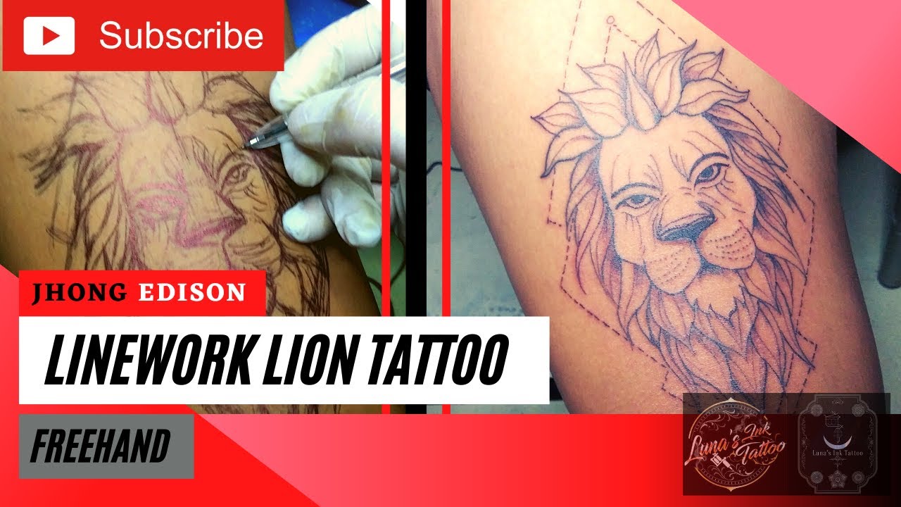 Line Work Lion Tattoo|JhongEdison(FreeHand) - YouTube