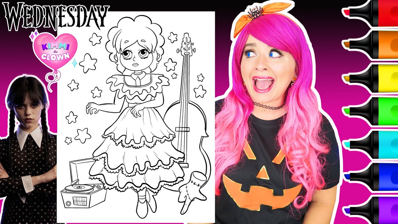 Coloring Kimmi as Wednesday | Kimmi The Clown Let's Dress-Up! Coloring ...