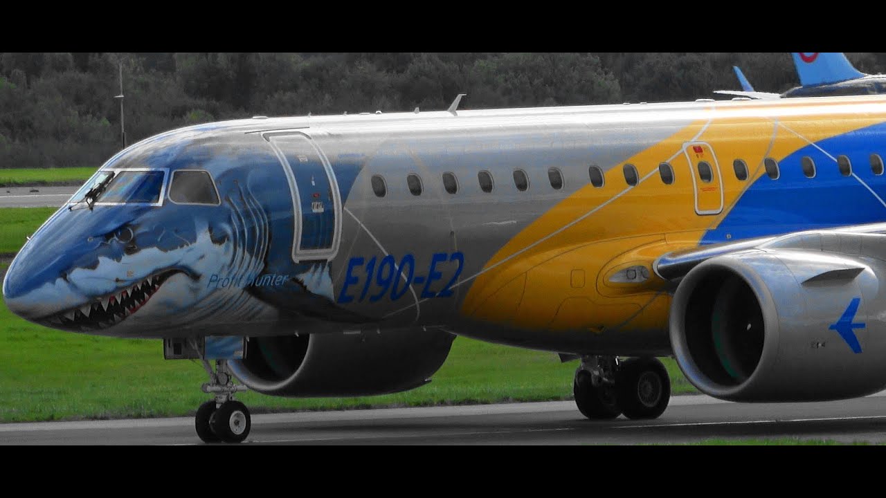SHARK JET Embraer EMB-190/195 PR-ZGQ First Appearance MAN/EGCC 24/09/18 ...