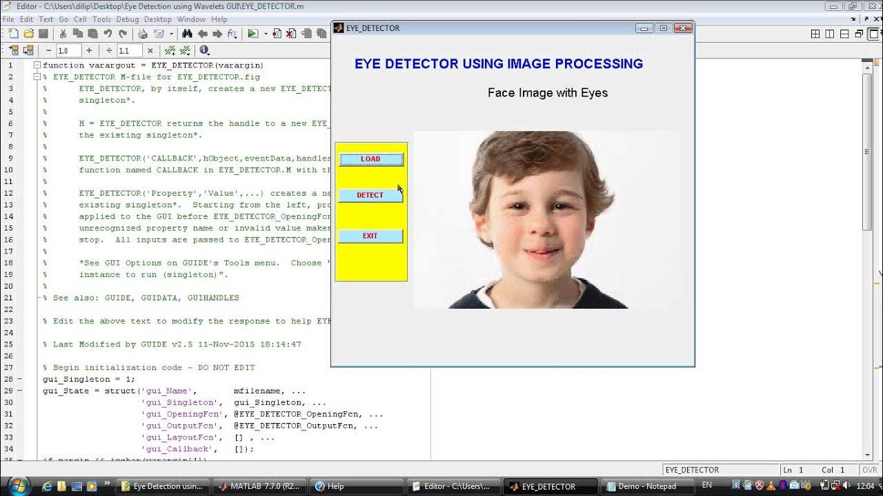 Eyes Detection MATLAB GUI - YouTube
