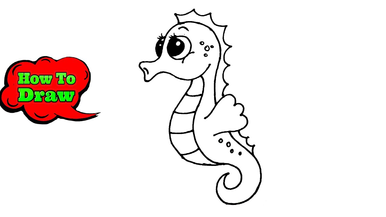 How To Draw A Seahorse For Beginners | Easy Drawing Tutorials For ...