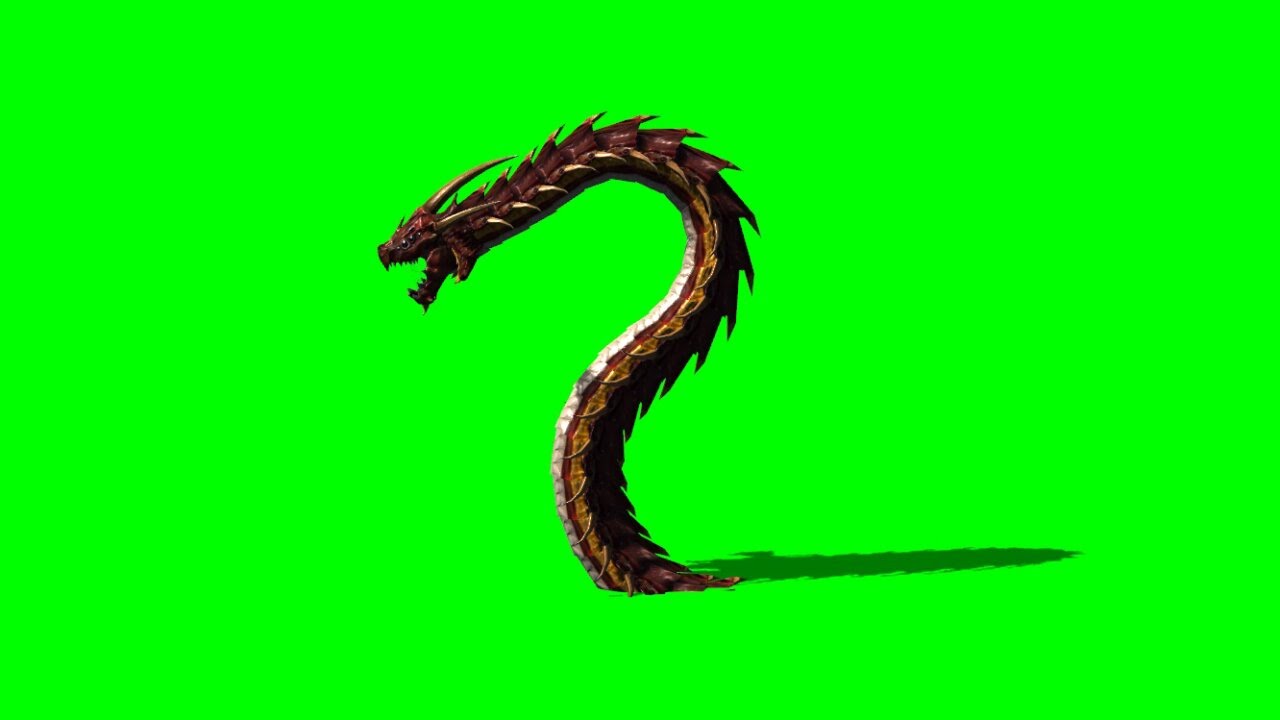 dragon worm appears and disappears on green screen with shadow - YouTube