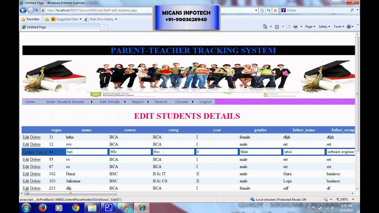 Parent teacher tracking system - YouTube