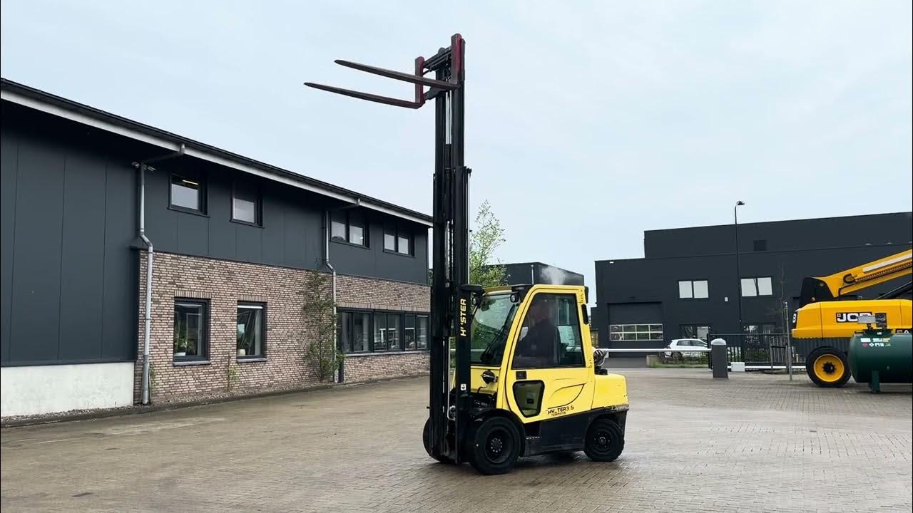 Hyster H3 5FT 3 5 ton Triplex Freelift Sideshift LPG Heftruck stocknr 5744 - YouTube