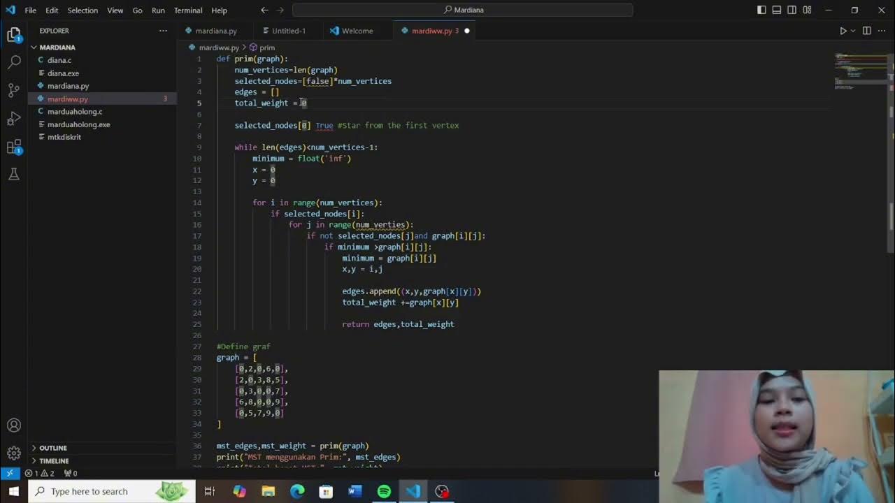 Visualisasi Minimum Spanning Tree (MST) Menggunakan Algoritma Prim di Python - YouTube