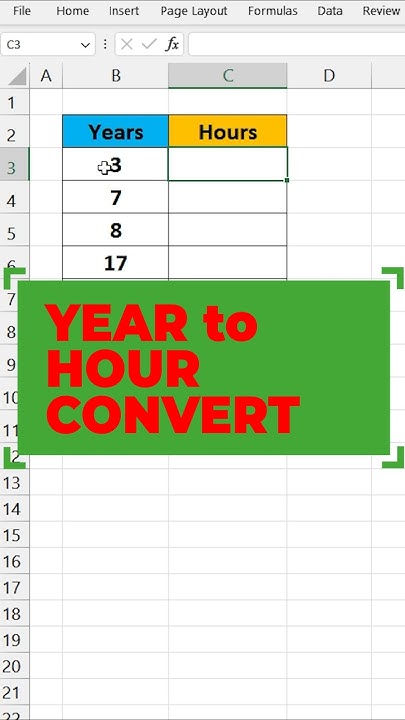 How To Convert Years Into Hours ⚡years To Hours💯exceltricks Excelshorts Exceltips