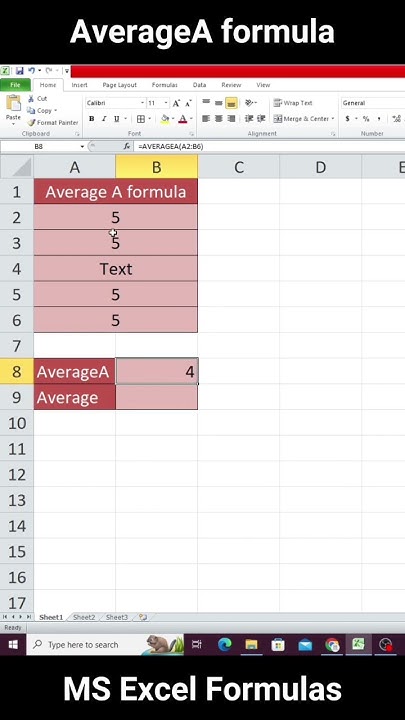How AverageA formula works in MS Excel - MS Excel tips and tricks - #shorts - YouTube