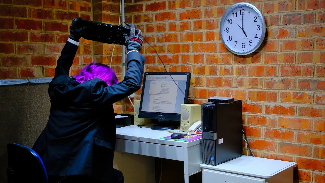 Angry Office Man Destroys Another Dell Computer - YouTube