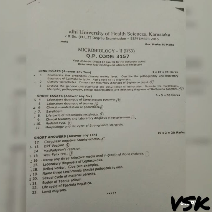 RGUHS Karnataka BSc MLT 2nd yr microbiology previous year papers #RGUHS #microbiology #AHS - YouTube