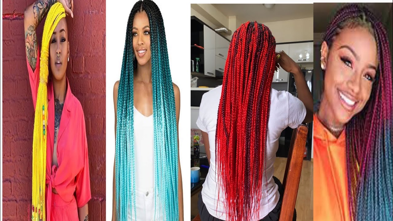 TRENDING COLOR BOX BRAID HAIRSTYLES - YouTube