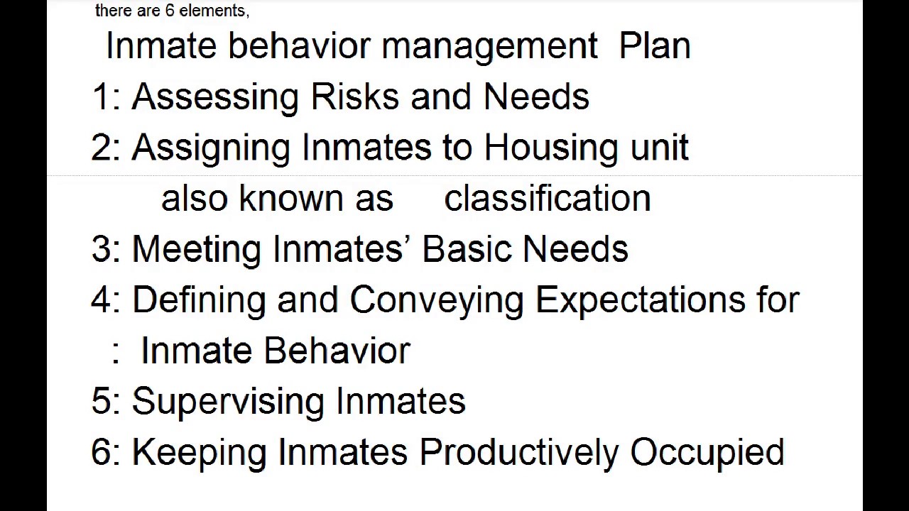 Knowlege - The inmate behavior management plan - YouTube